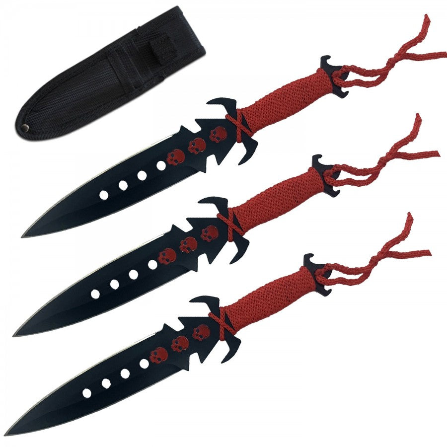 3 Pc 7.5" Ninja Tactical Combat Kunai Throwing Knife Set with Sheath ...